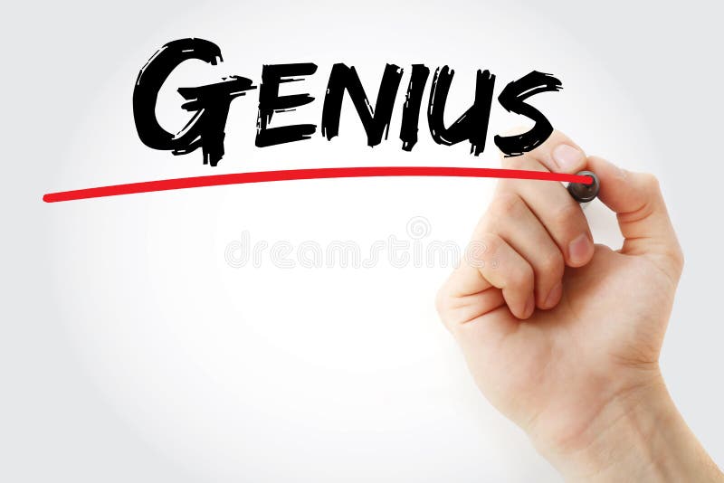 Hand Writing Genius with Marker, Concept Background Stock Photo - Image ...