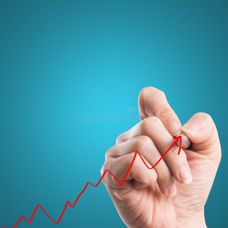Hand writing growing graph stock photo. Image of business - 52683986