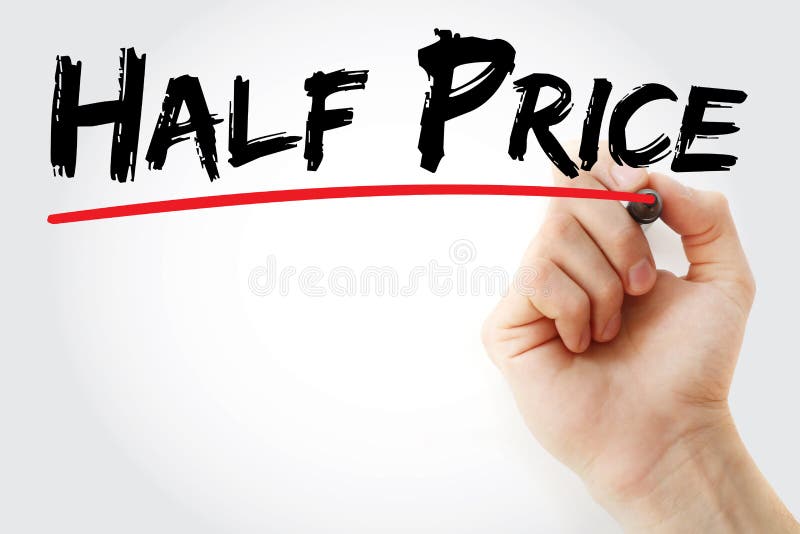 Hand Writing HALF PRICE with Marker, Concept Background Stock Photo ...