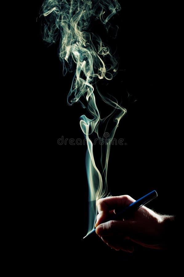 Hand Writing, Holding a Pen, and Smoke Coming from it Stock Image ...