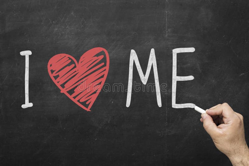 Hand Writing I Love Me on Blackboard Stock Image - Image of drawing ...