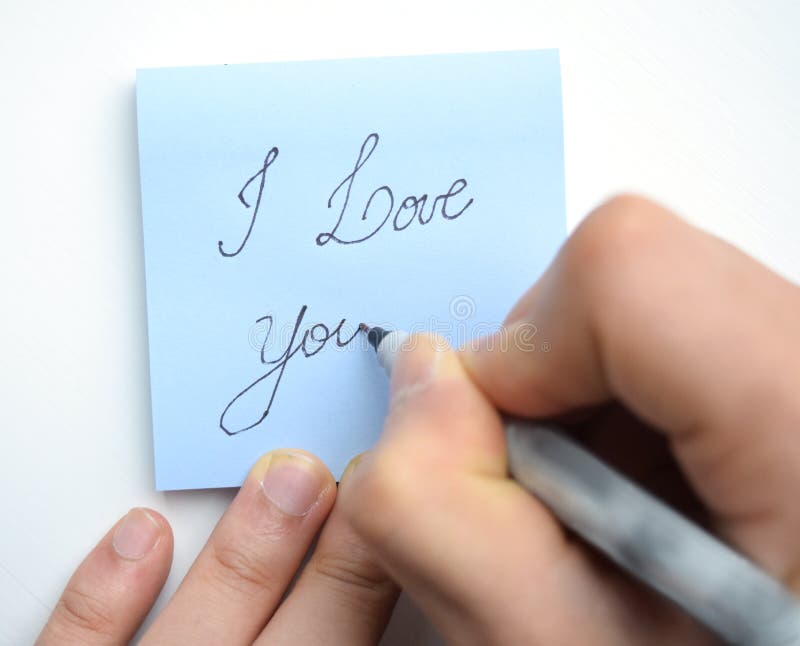 Hand writing I love you! stock photo. Image of happy - 76589840
