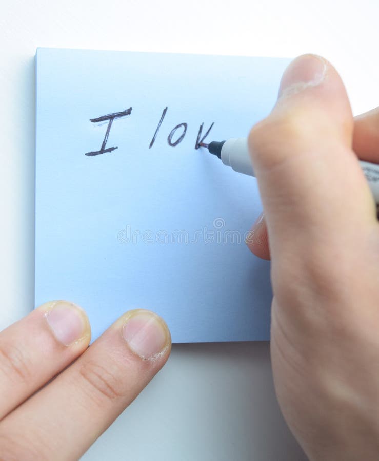 Hand writing I love you! stock photo. Image of writing - 76589848