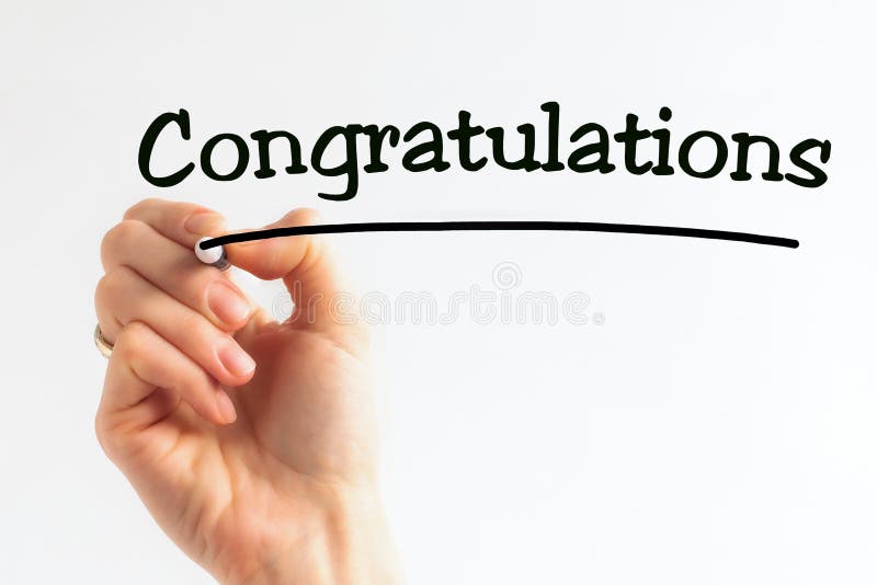 Hand Writing Inscription CONGRATULATIONS with Marker, Concept Stock ...