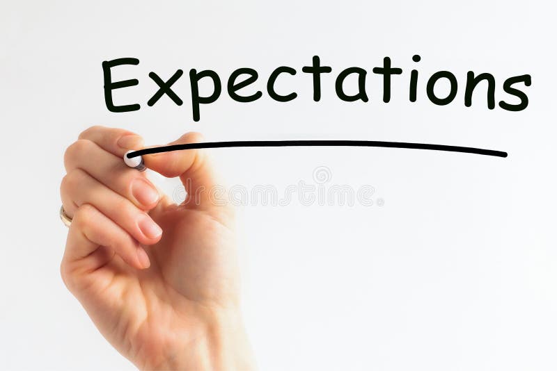 Hand Writing Inscription Expectations with Marker, Concept Stock Image ...