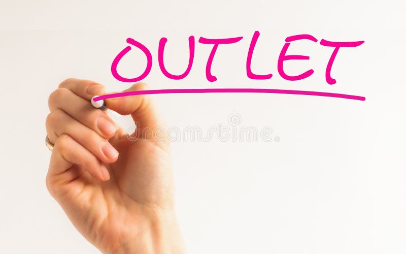 Hand Writing Inscription OUTLET with Pink Marker, Concept Stock Image ...
