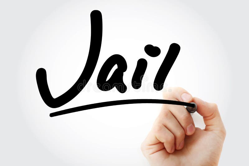 Hand Writing Jail with Marker Stock Photo - Image of captive, custody ...