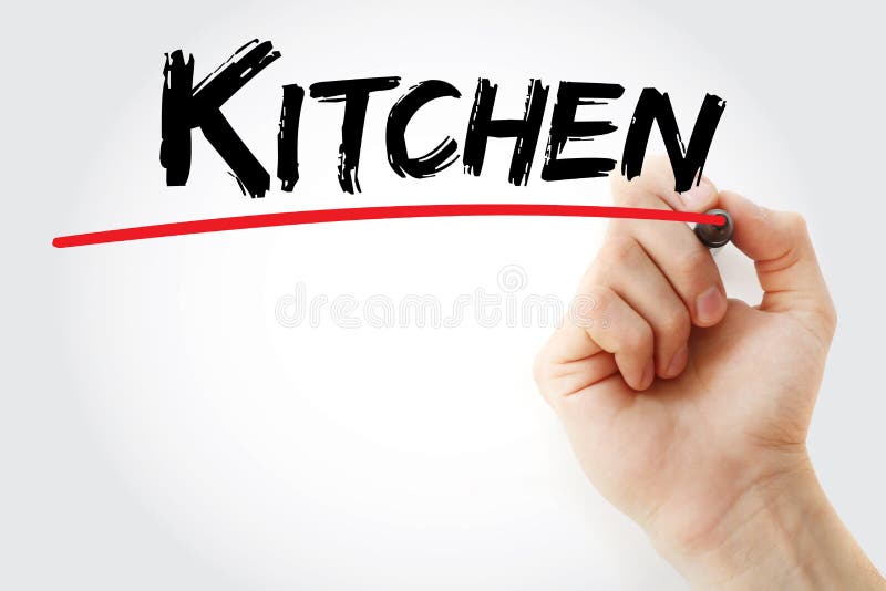 Hand Writing Kitchen with Marker, Concept Background Stock Photo ...