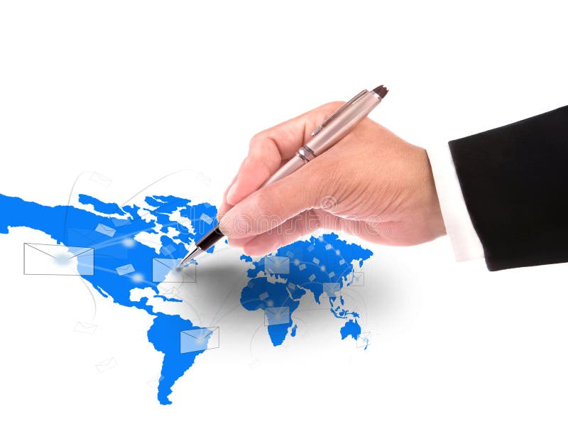 Pen Writing Letter on World Map Stock Photo - Image of vintage, blue ...