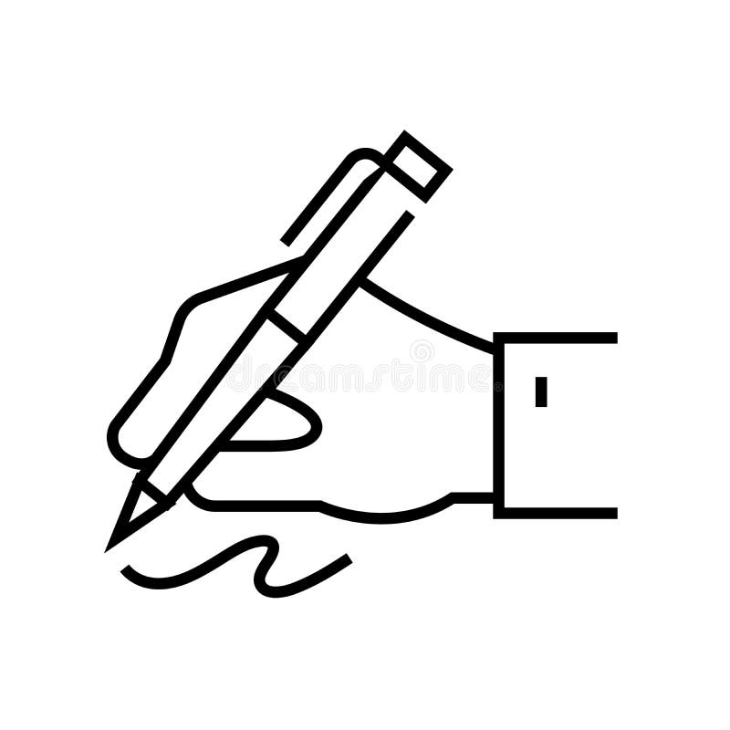 Hand Writing Line Icon, Concept Sign, Outline Vector Illustration ... Hand Writing Line Icon, Concept Sign, Outline Vector Illustration ...