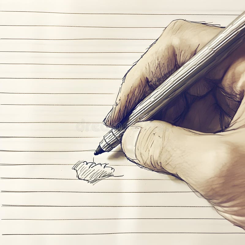 Hand Writing on Lined Paper with Pen Stock Illustration - Illustration ...