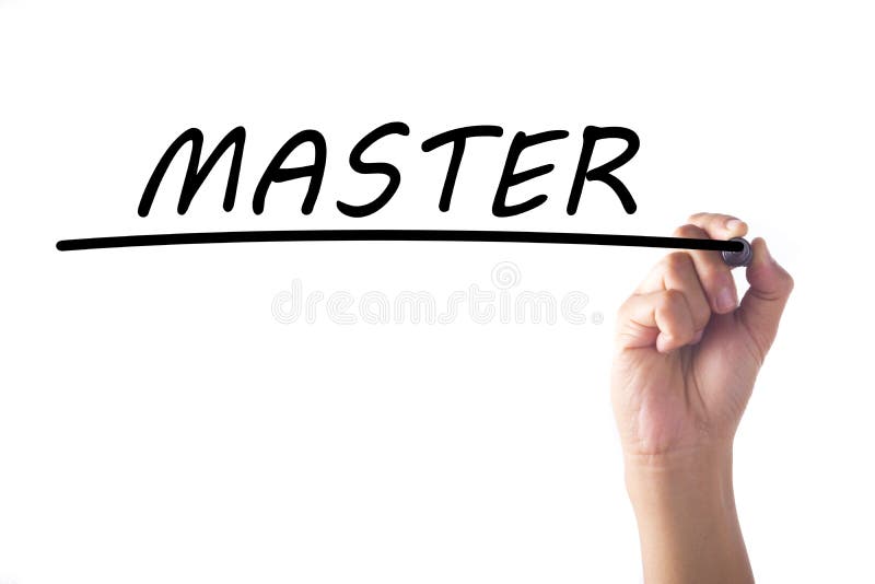 Hand Writing MASTER on Transparent Board Stock Image - Image of career ...