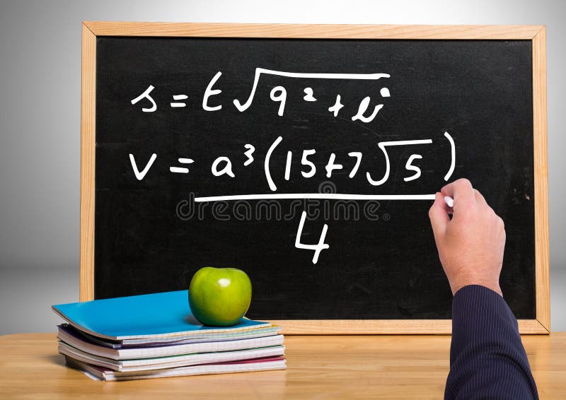 Hand Writing Math Equations on Blackboard Stock Image - Image of full ...