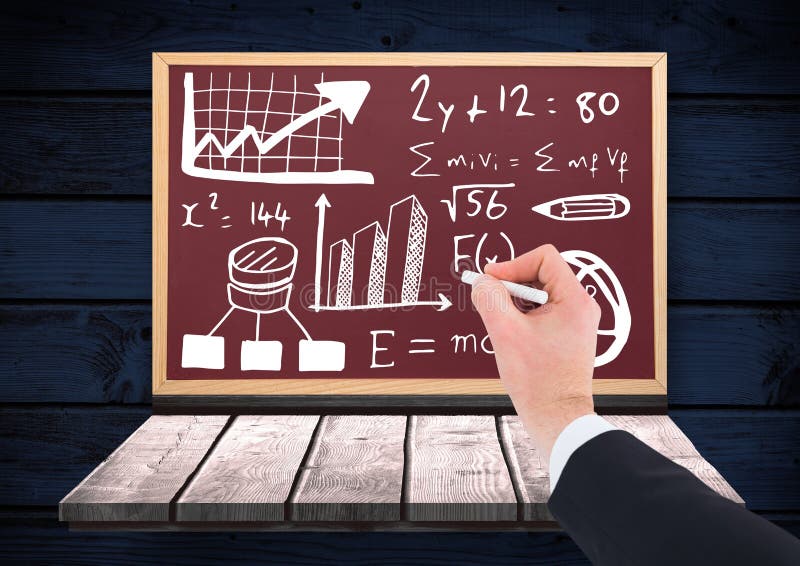Hand Writing Math Equations on Blackboard Stock Photo - Image of ...