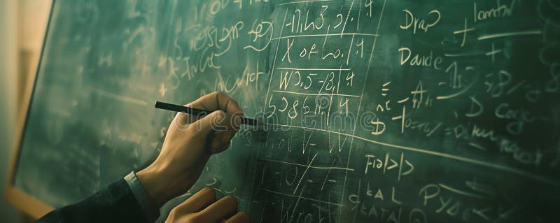 Hand Writing Math Equations on a Chalkboard Stock Illustration ...