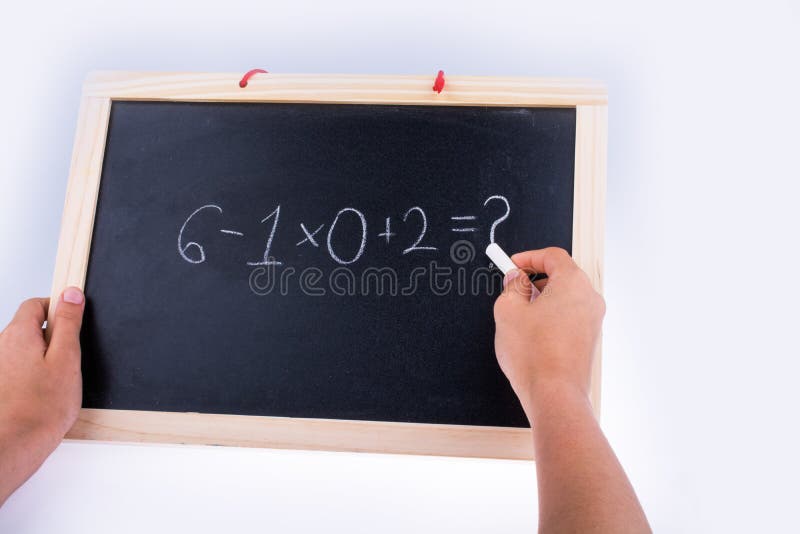 Hand Writing a Math Problem on Board Stock Image - Image of ...
