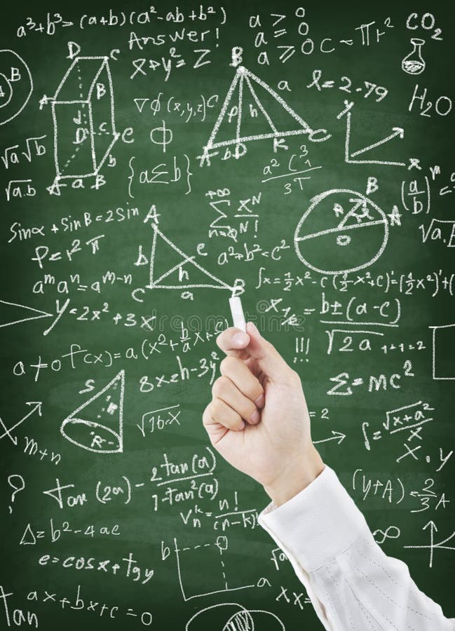 Hand Writing Maths Formula on Chalkboard Stock Illustration ...