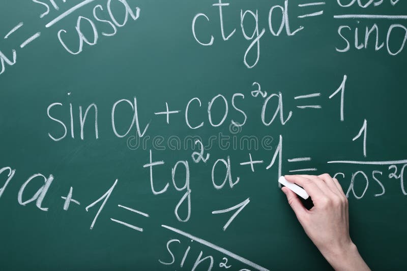 Hand Writing Maths Formulas Stock Photo - Image of chalkboard ...