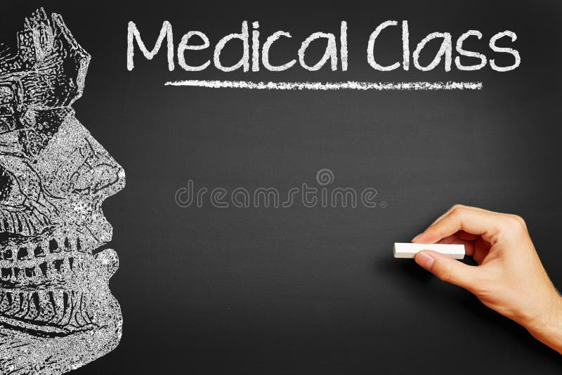 Hand Writing Medical Class on Blackboard Stock Image - Image of class ...