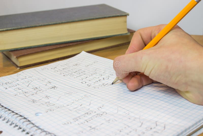 Hand Writing in Messy Math Notebook Stock Image - Image of schoolwork ...