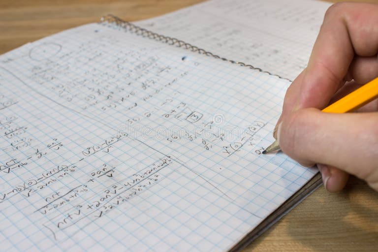 Hand Writing in Messy Math Notebook Stock Image - Image of hold ...