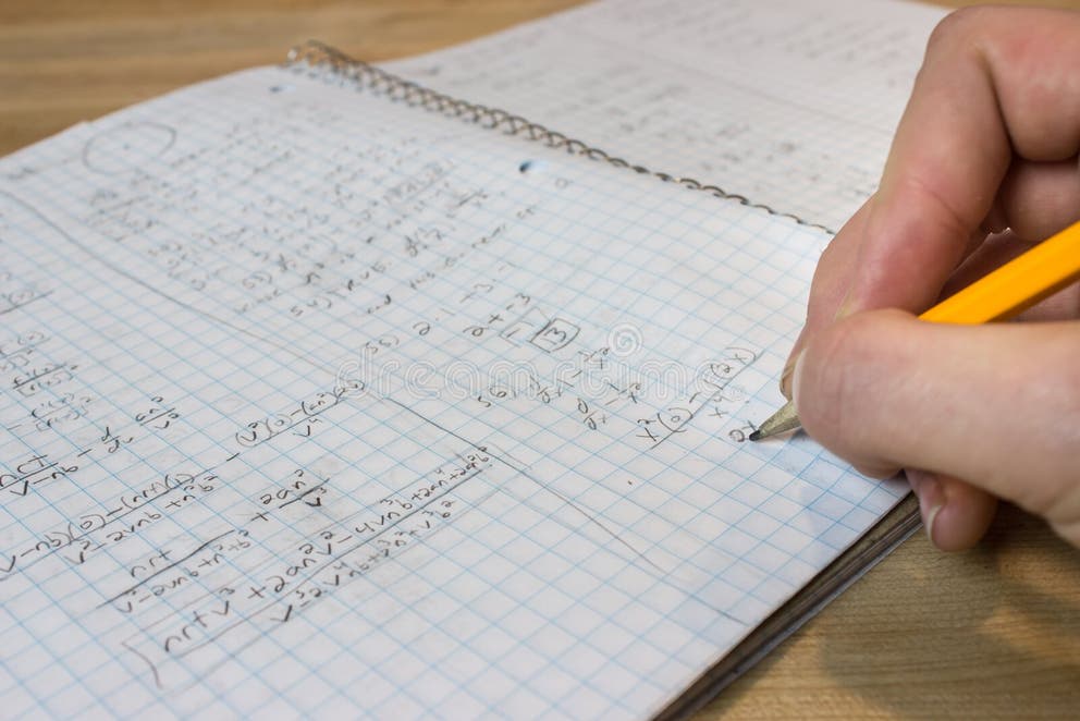Hand Writing in Messy Math Notebook Stock Image - Image of hold ...