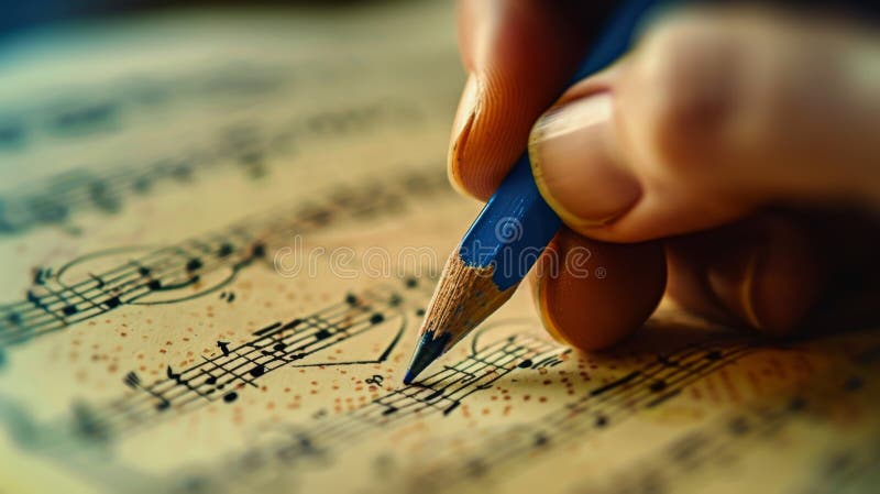 The Hand Writing Music.AI Generated Image Stock Photo - Image of ...