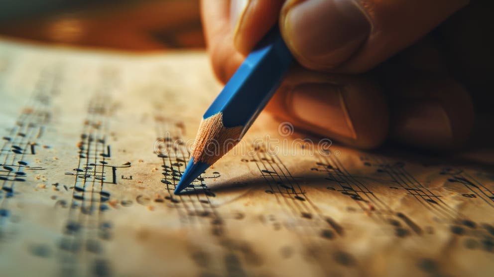 The Hand Writing Music Notes.AI Generated Image Stock Photo - Image of ...