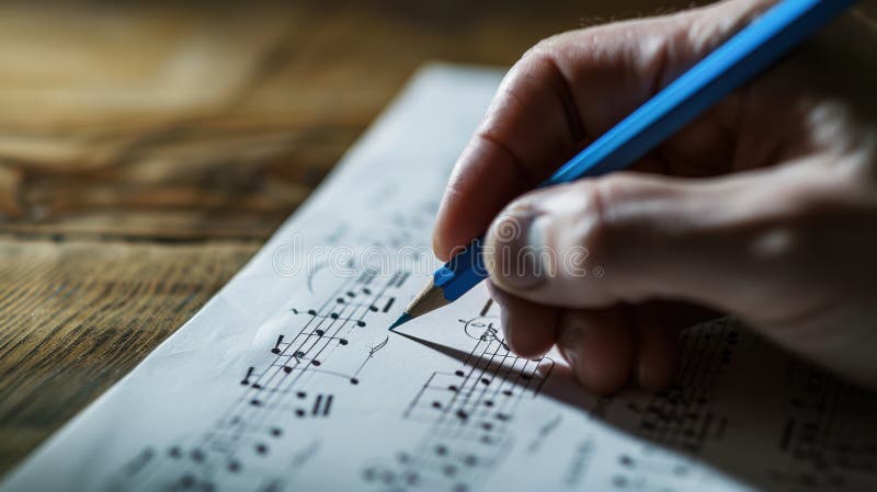 The Hand Writing Musical Notes.AI Generated Image Stock Photo - Image ...