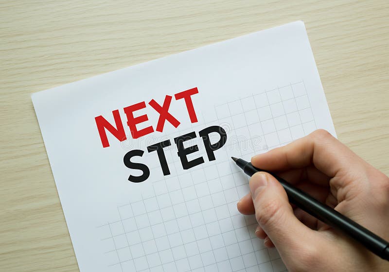 Hand Writing Next Step on Graph Paper Business Plan Concept Stock ...