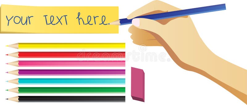 Hand Writing on Note with Set Stock Illustration - Illustration of ...