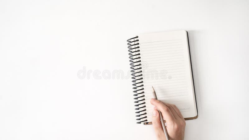 Hand writing in notebook stock photo. Image of design - 376584080