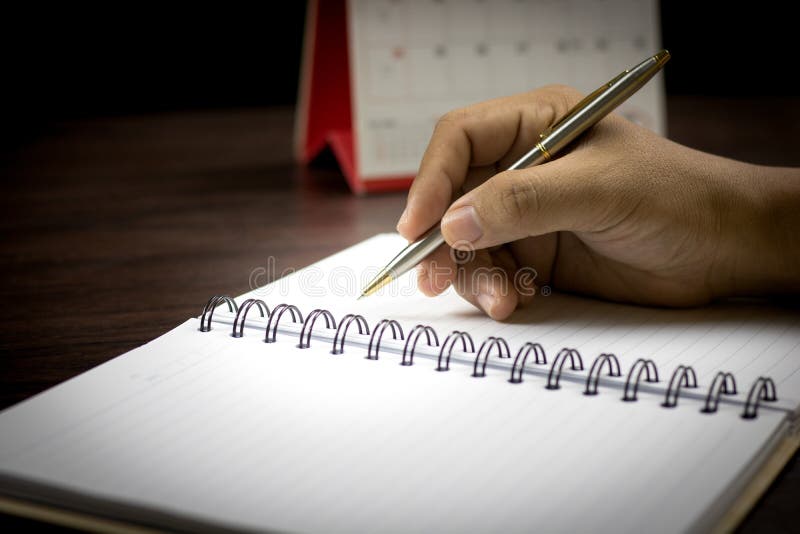 Hand writing on notebook stock image. Image of note - 101675753