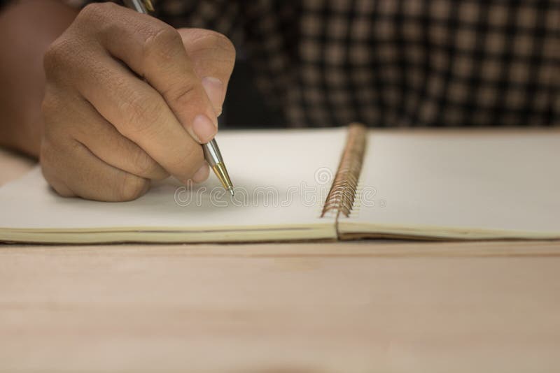 Hand Writing on Notebook in Dark Tone Stock Photo - Image of studying ...