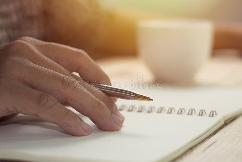 Hand Writing on Notebook in Dark Tone Stock Image - Image of education ...