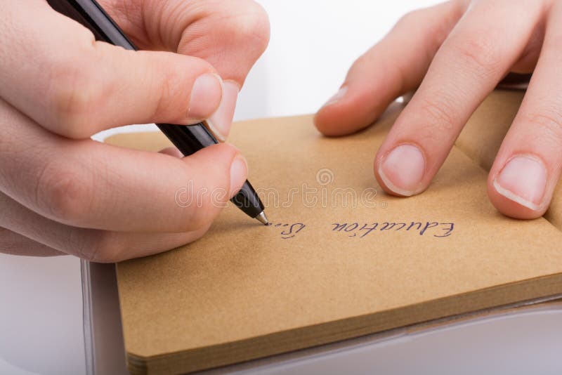 Hand writing on a notebook stock illustration. Illustration of memo ...