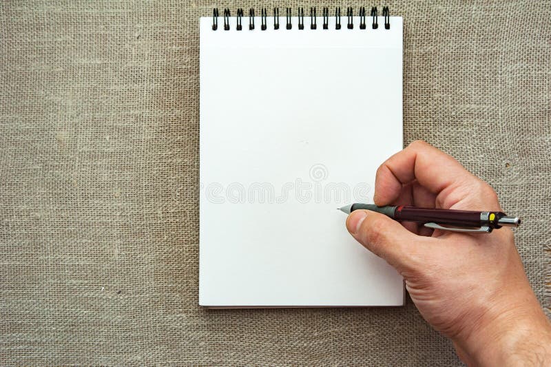 Hand Writing in the Notebook with Pencil Stock Photo - Image of office ...