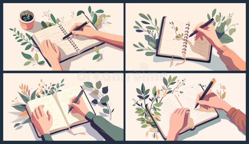 Hand Writing in Notebook. Person Holding Pen Notebook, Education ...