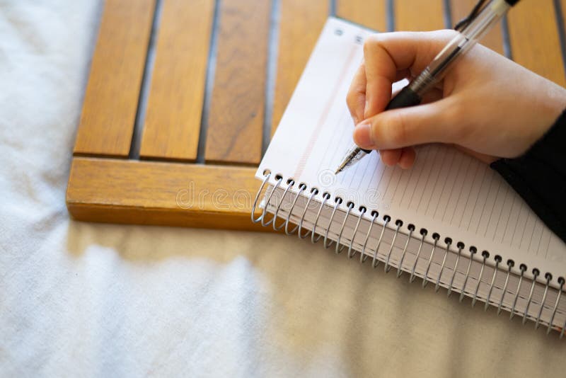 Hand writing on a notepad stock image. Image of diary - 179391829