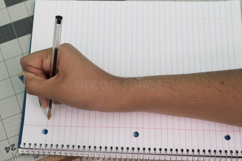 Hand Writing On Notepad With A Nice Pen Stock Image - Image of home ...