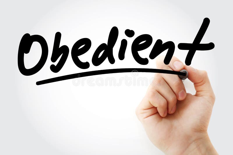 Hand Writing Obedient with Marker Stock Photo - Image of play ...