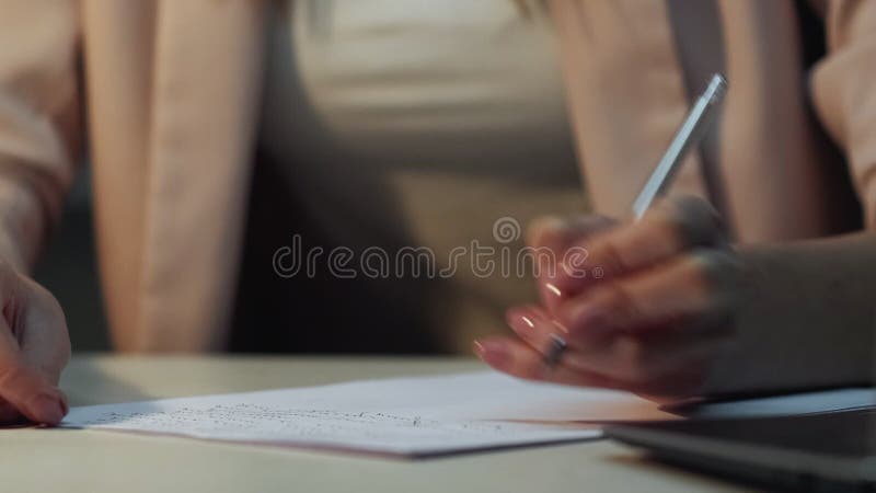 Hand Writing Online Study Female Taking Notes Pen Stock Video - Video ...
