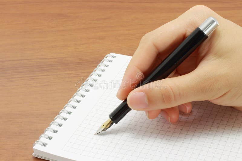 Hand Writing in Open Notepad Stock Image - Image of empty, notebook ...