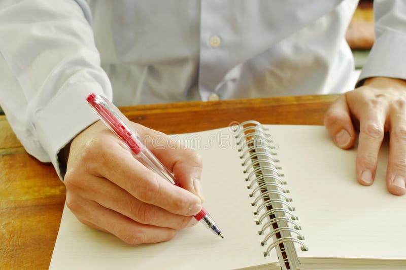 Hand Writing on Paper Book Binding Stock Photo - Image of equipment ...