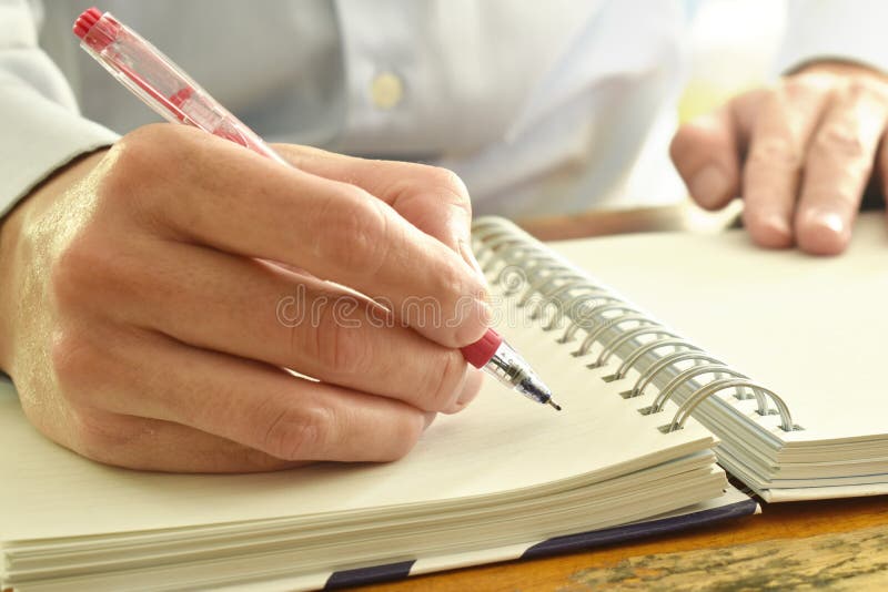 Hand Writing on Paper Book Binding Stock Image - Image of industry ...