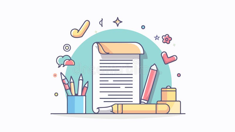 Professional Hand Writing on Paper Outline Icon Vector Illustration ...