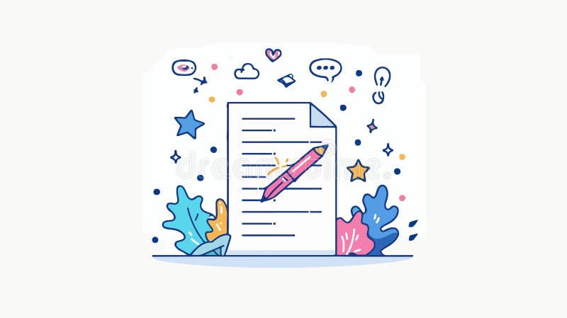 Hand Writing on Paper Outline Vector Illustration Stock Vector ...