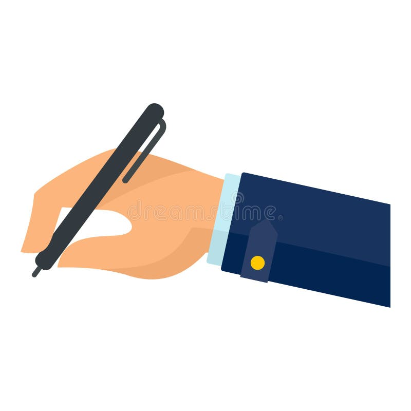 Hand Writing on Papers Icon, Flat Style Stock Vector - Illustration of ...