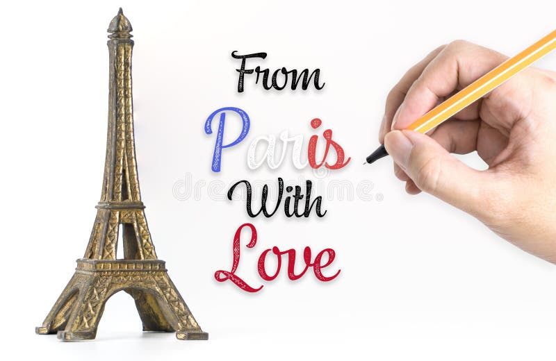 Writing Paris Text on Eiffel Tower for Paris Travel Stock Image - Image ...