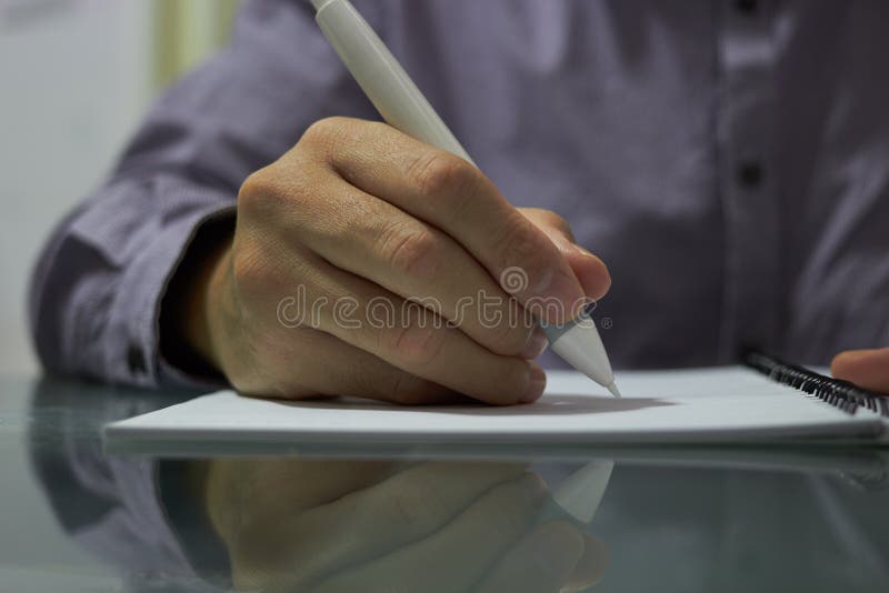 Hand Writing by Pen on Notebook Paper Stock Image - Image of close ...